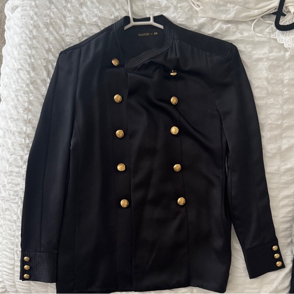 Balmain | Jackets & Coats | Balmain Black Jacket With Gold Accents ...